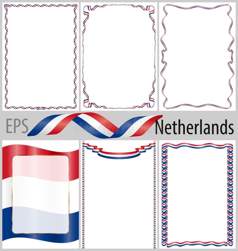 Set of 6 Frames and Borders with Coloring Netherlands Flag Stock Vector ...