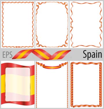 Set of 6 Frames and Borders with Coloring Spain Flag Stock Vector ...
