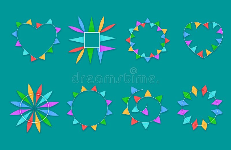 A Set of Frames with Colored Checkboxes. Round, Square and Heart-shaped ...