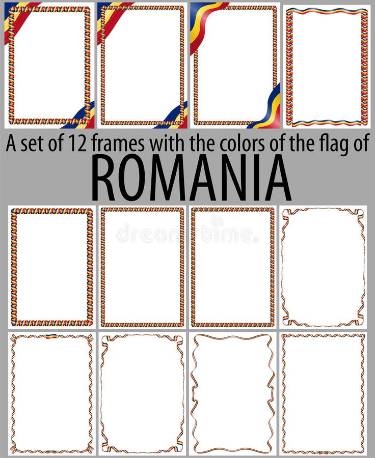Frame and Border of Ribbon with the Colors of the Romania Flag Stock ...
