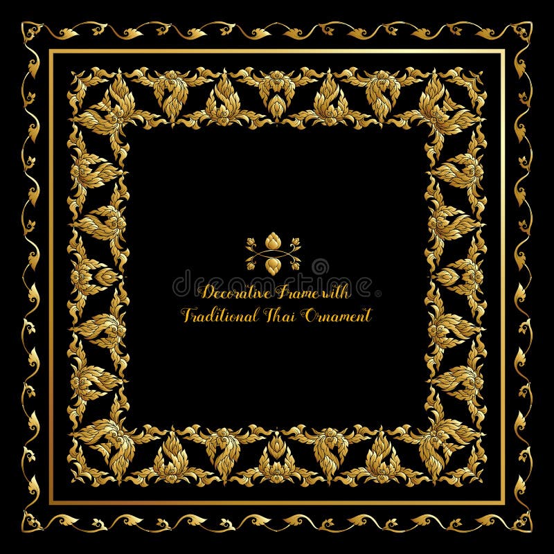 Set of Frames with Gold Decorative Elements of Traditional Thai Stock ...