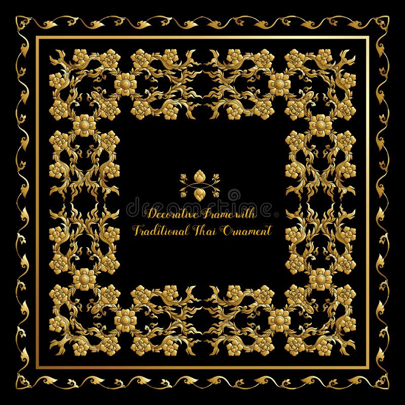 Set of Frames with Gold Decorative Elements of Traditional Thai Stock ...