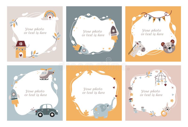 Set of Frames for Kids Photos, Templates Stock Vector - Illustration of ...