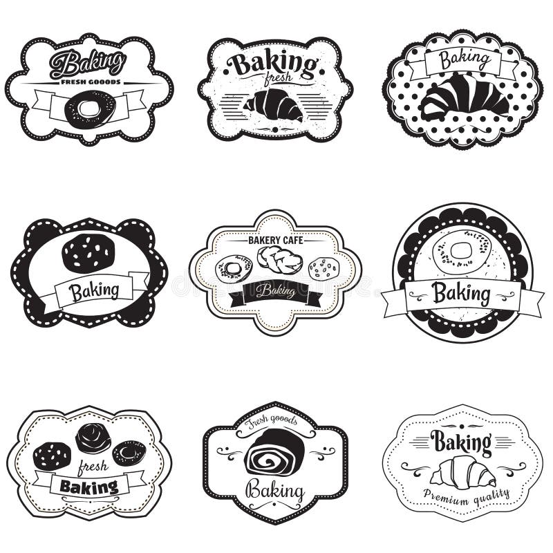 Set Frames Pastry, Croissant, Roll, Bread, Illustration, Vector Stock ...