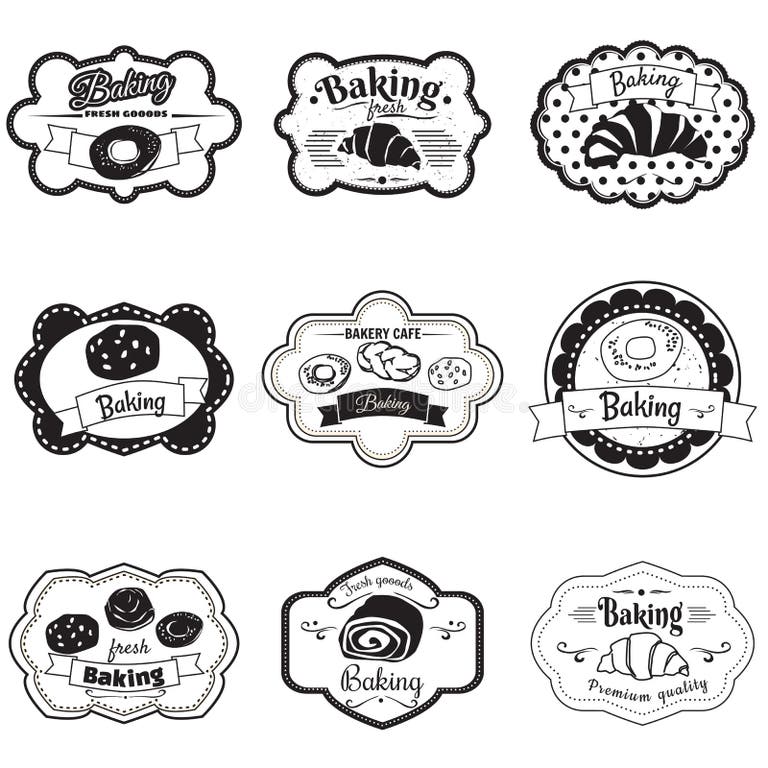 Set Frames Pastry, Croissant, Roll, Bread, Illustration, Vector Stock ...