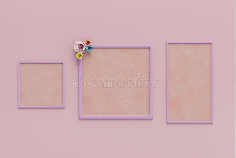 Set of Frames for Photos with Multi-colored Flowers on a Pastel ...