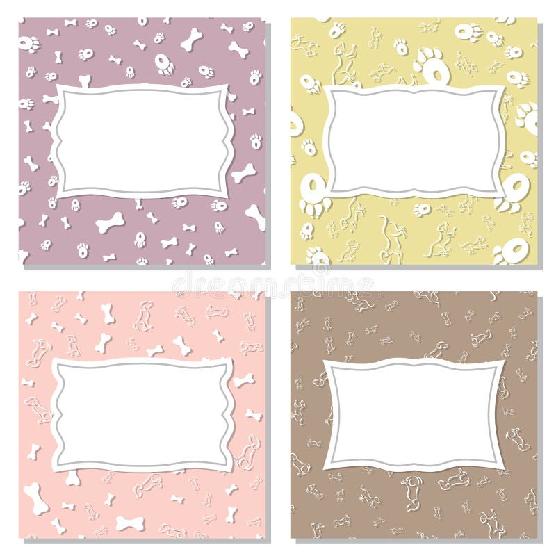 Set of Frames on Seamless Textures. Backgrounds with a Picture of a Dog ...