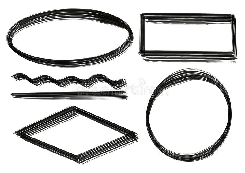 Set of Frames Vector Hand Drawn Dry Brush Stroke Stock Vector ...