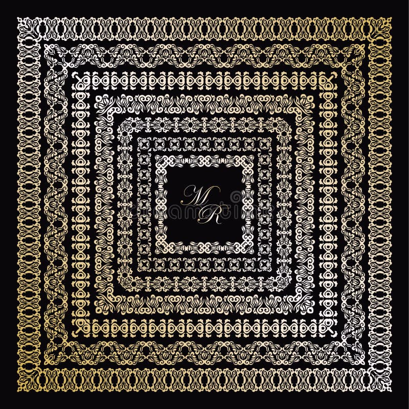 Vector Set Frieze with Vintage Golden Greek Ornament Meander Pattern ...