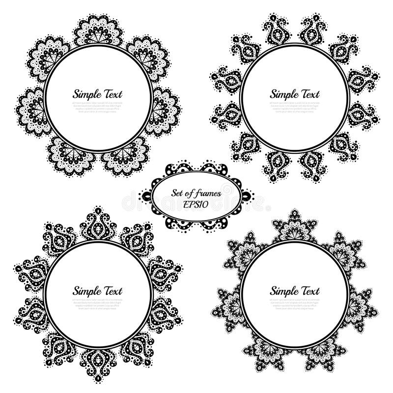 Set of Frames in Vintage Style. Patterns of Flowers and Curls Stock ...