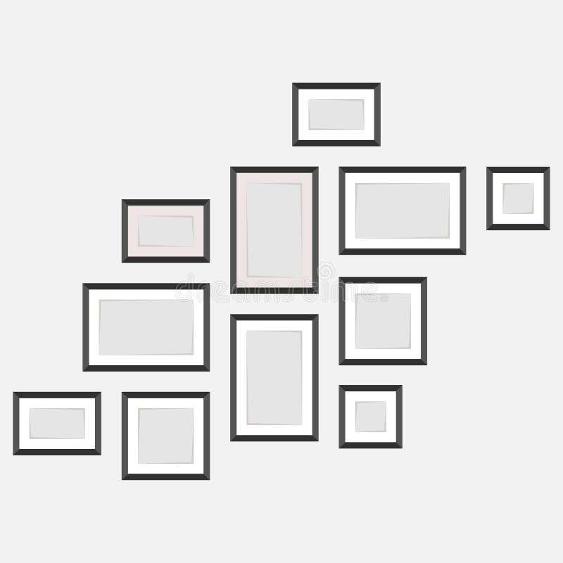 Set of Frames on the Wall, Family Tree of Photos, Empty Frames F Stock ...