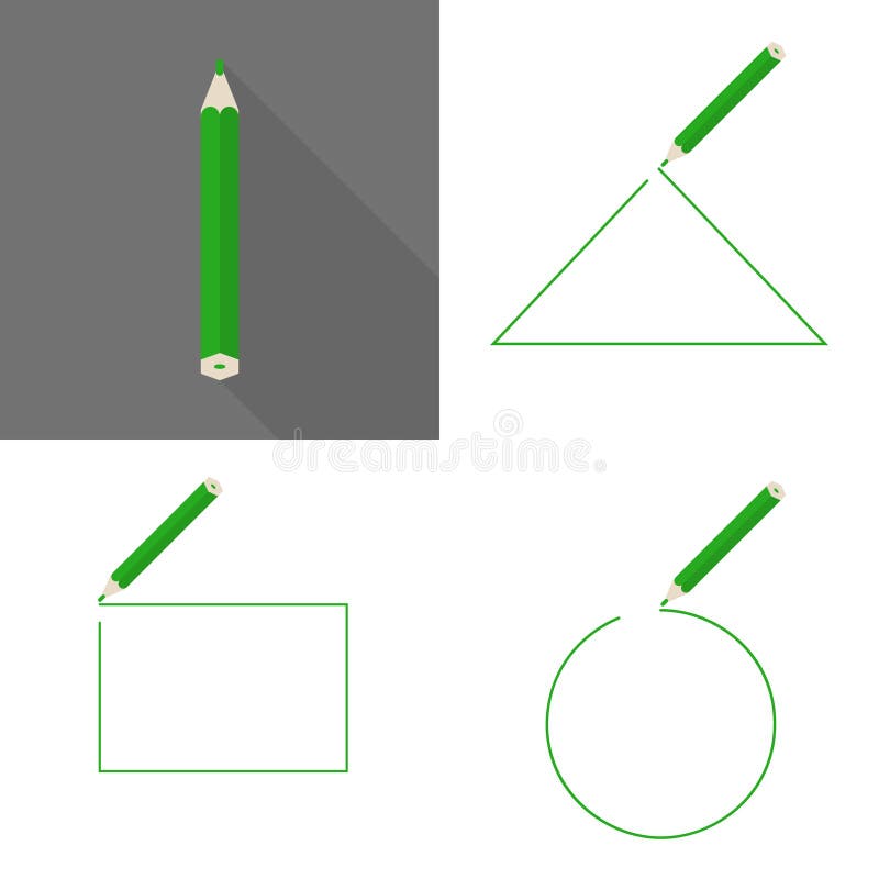 Set a Framework with Pencil. Round, Square and Triangular Frame Stock ...