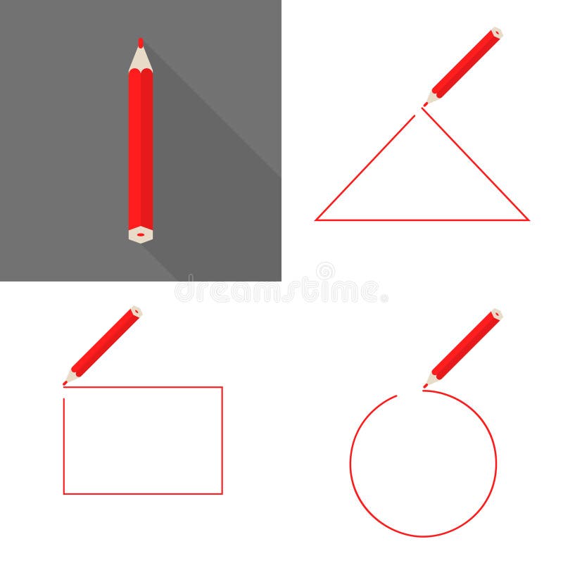 Pencil Frame with Red Colour Background Stock Illustration ...