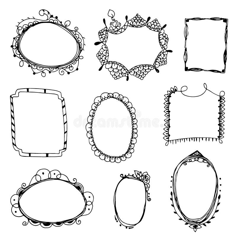 Set of Free Hand Drawing Doodle Frame Stock Vector - Illustration of ...