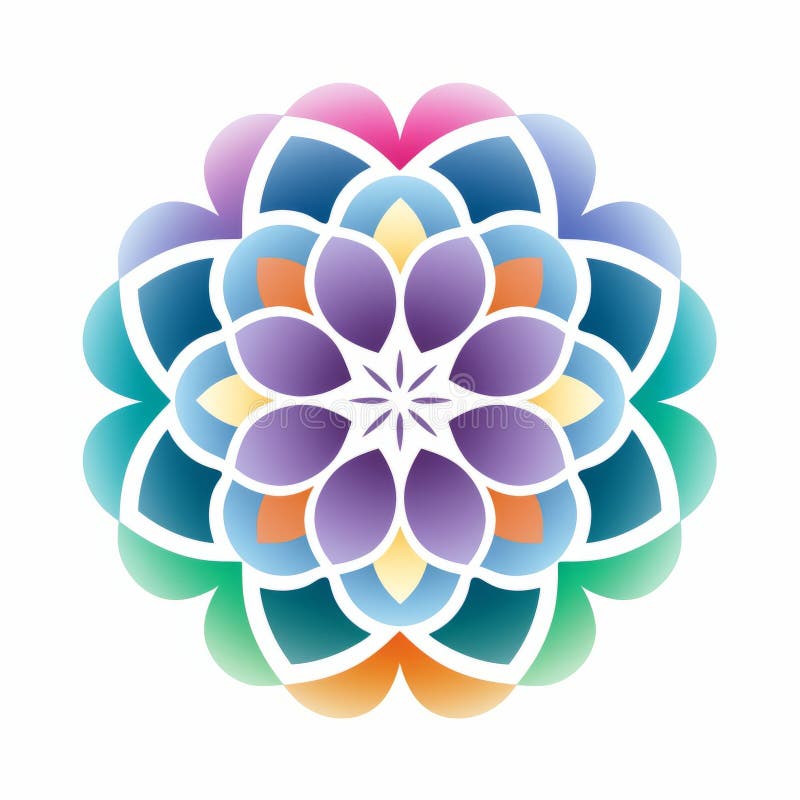 Colorful Flower Mandala: Clean and Simple Design with Personal Iconography Stock Illustration ...
