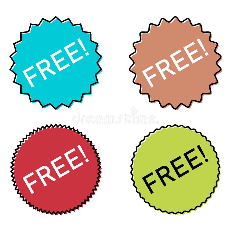 Set of Free Web Button Sign, Promotion Design Label Icon, Gratis ...