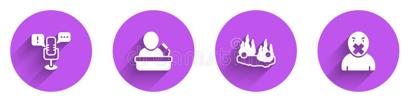 Set Freedom of Speech, Speaker, Burning Car and Censor and Freedom Icon ...