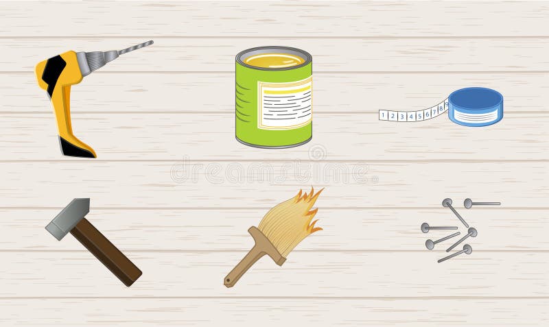 Set of Freehand Drawing Repair and Construction Working Tools Stock ...