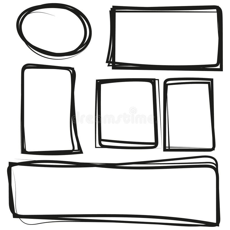 Set of Freehand Drawn Rectangles Stock Vector - Illustration of quote ...