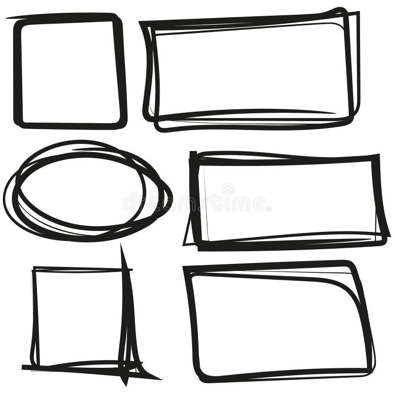 Set of Freehand Drawn Rectangles Stock Illustration - Illustration of ...