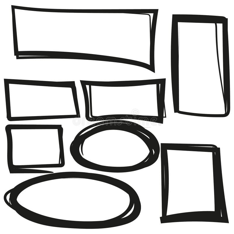 Set of Freehand Drawn Rectangles Stock Vector - Illustration of ...