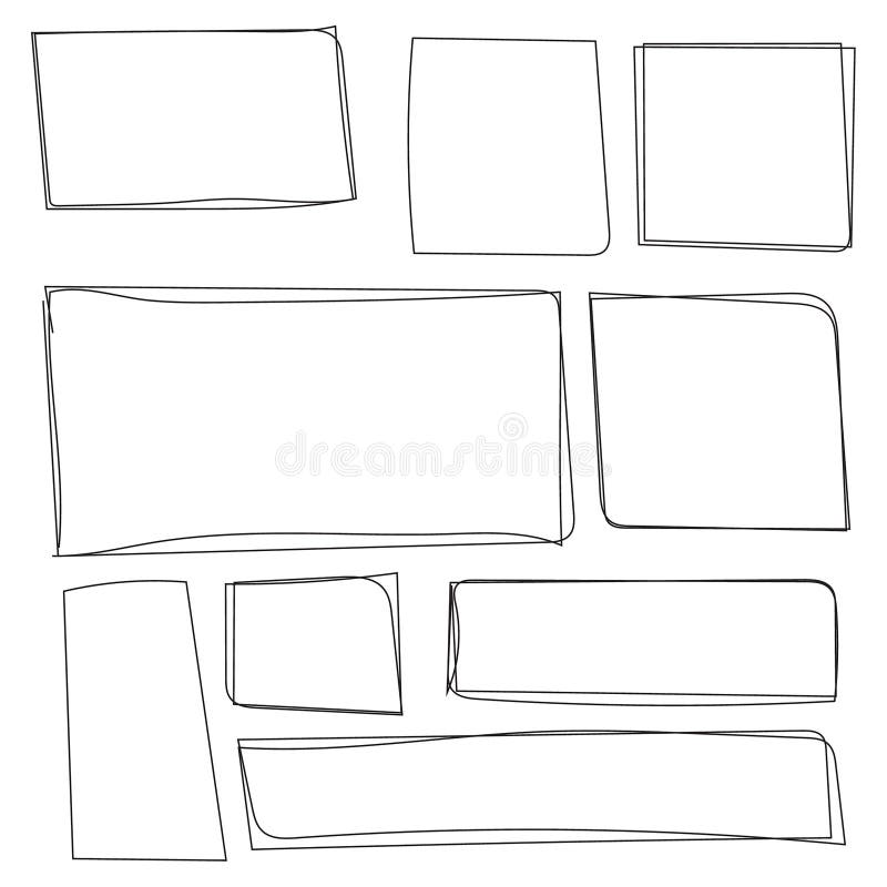 Set of Freehand Drawn Shape. Stock Vector - Illustration of blank ...