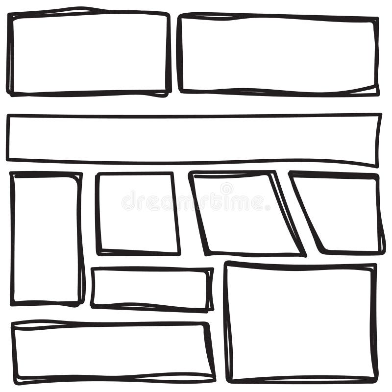 Set of Freehand Drawn Shape. Stock Vector - Illustration of doodle ...