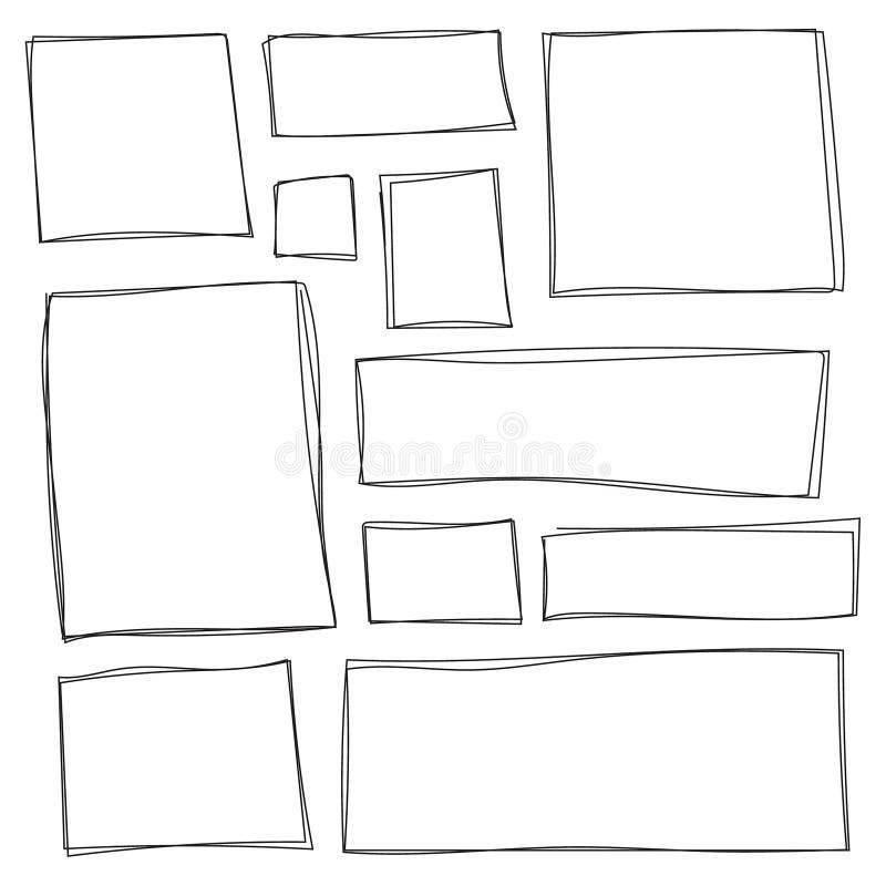 Set of Freehand Drawn Shape. Stock Vector - Illustration of blank ...