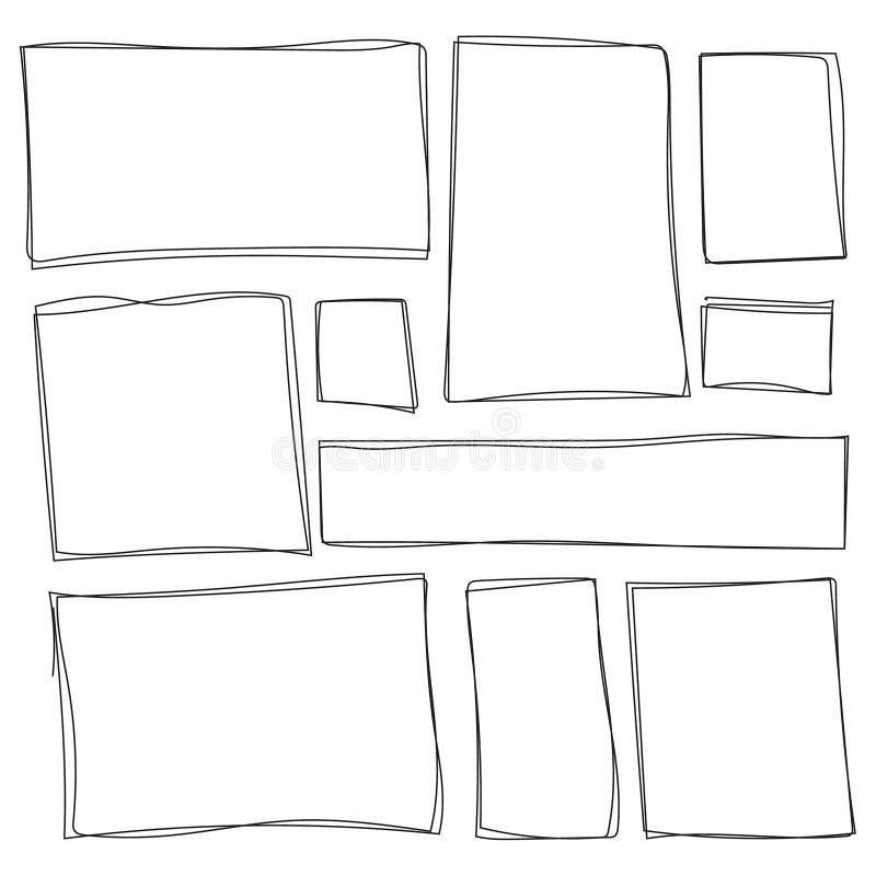 Set of Freehand Drawn Shape. Stock Vector - Illustration of line ...