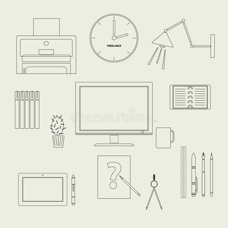 Set freelancer stock vector. Illustration of computer - 48085501
