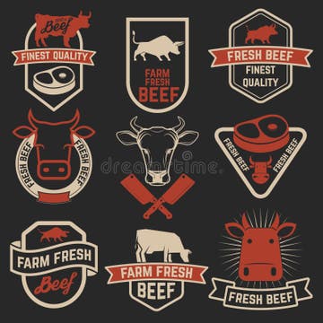 Set of Fresh Beef Labels. Butchery Shop Emblems Stock Vector ...