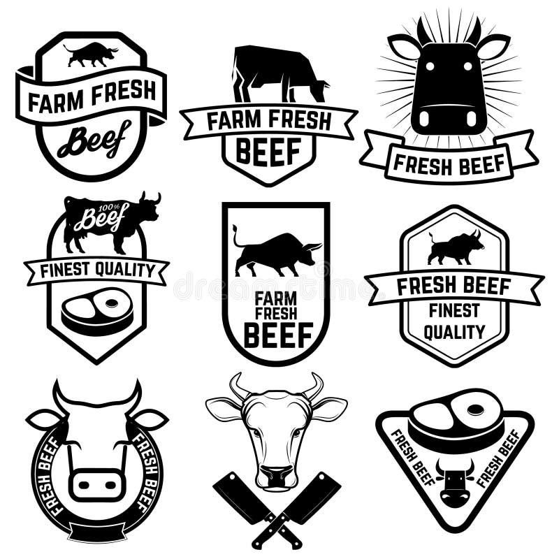 Set of Fresh Beef Labels. Butchery Shop Emblems Stock Illustration ...