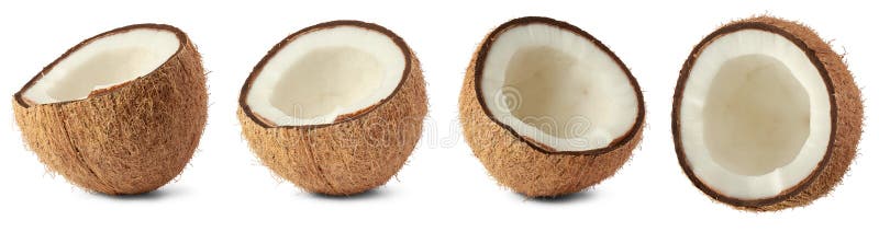 Set of Fresh Coconut Isolated on White Stock Photo - Image of popular ...