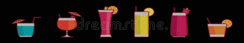 Set of Fresh Drink Cartoon Icon Design Template with Various Models ...