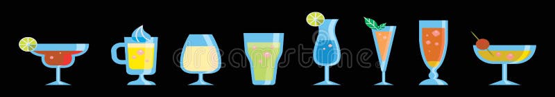 Set of Fresh Drink Cartoon Icon Design Template with Various Models ...