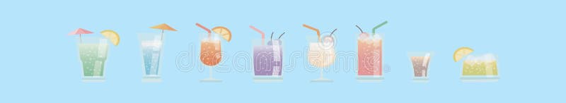 Set of Fresh Drink Cartoon Icon Design Template with Various Models ...