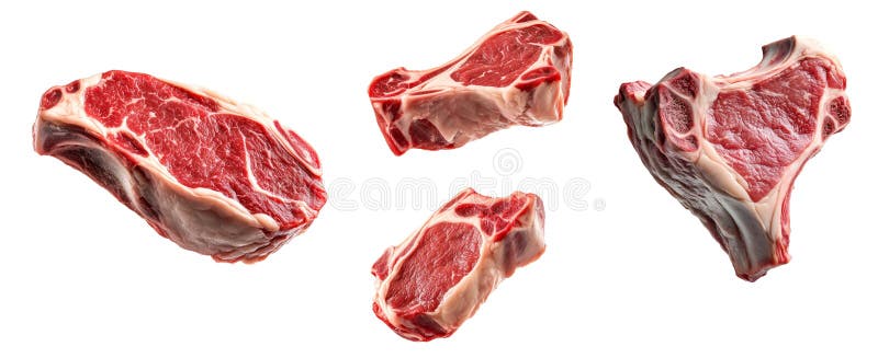 Set of Fresh Lamb Chop Cut, Isolated on White Background, Showcasing ...
