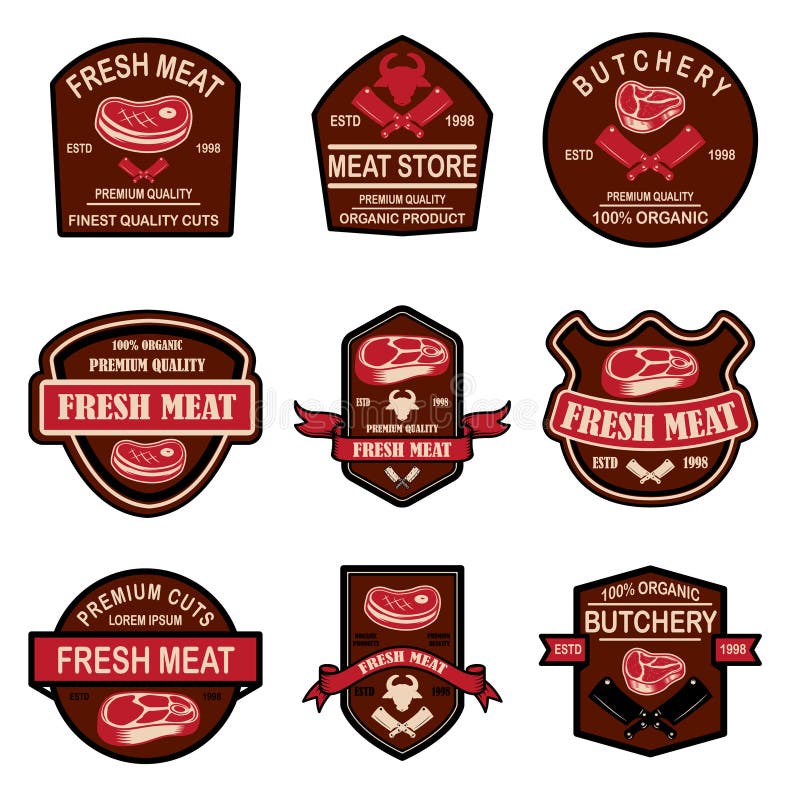 Set of Fresh Meat Labels. Design Element for Logo, Label, Emblem, Sign ...