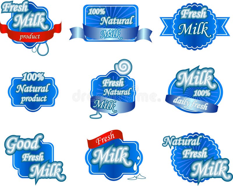 Milk labels stock vector. Illustration of percent, drink - 32243633