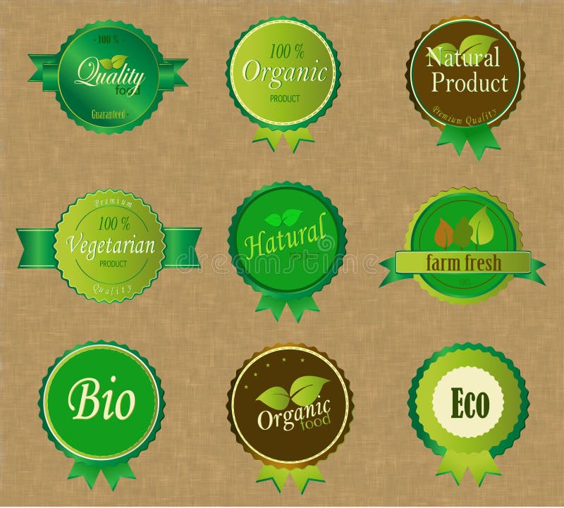 Set of Fresh Organic Labels Stock Illustration - Illustration of drink ...