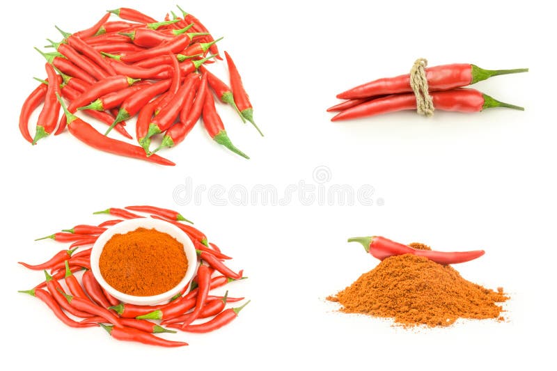 Collage of Spur Pepper Isolated on a White Background Stock Image ...