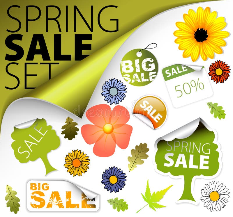 Spring Sale Label Price Tag Banner Badge Template Sticker Design Stock ...