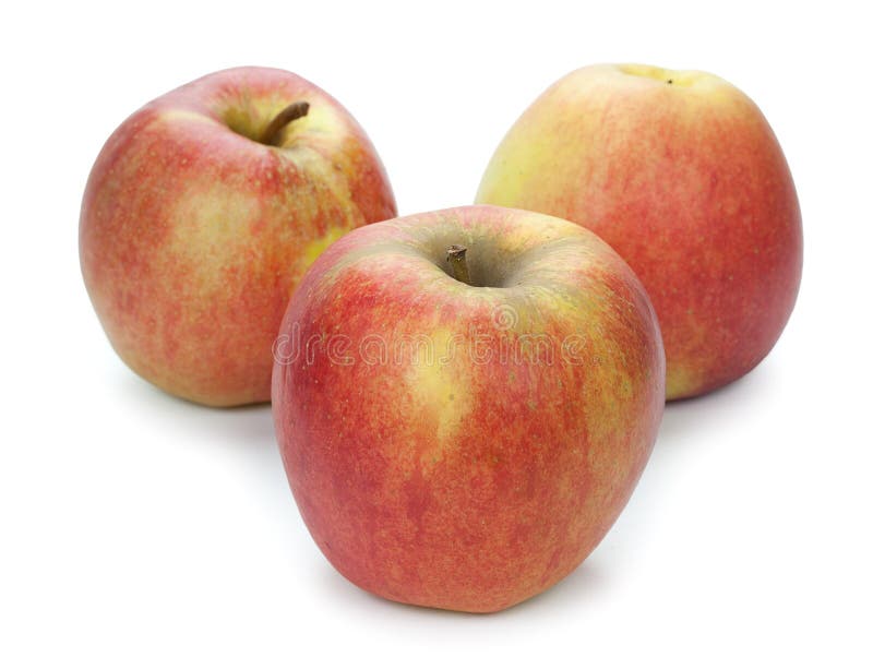 Set of 3 Fresh Yellow-red Apples Isolated on White. Close-up Stock ...