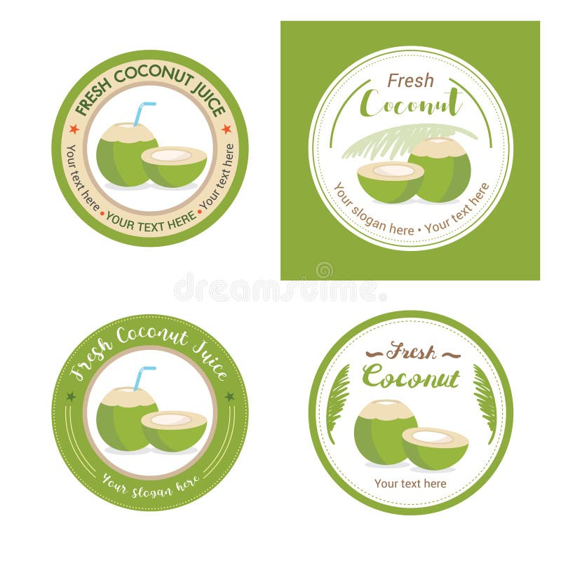 Set of Fresh Young Coconut Badge Label and Logo Stock Vector ...