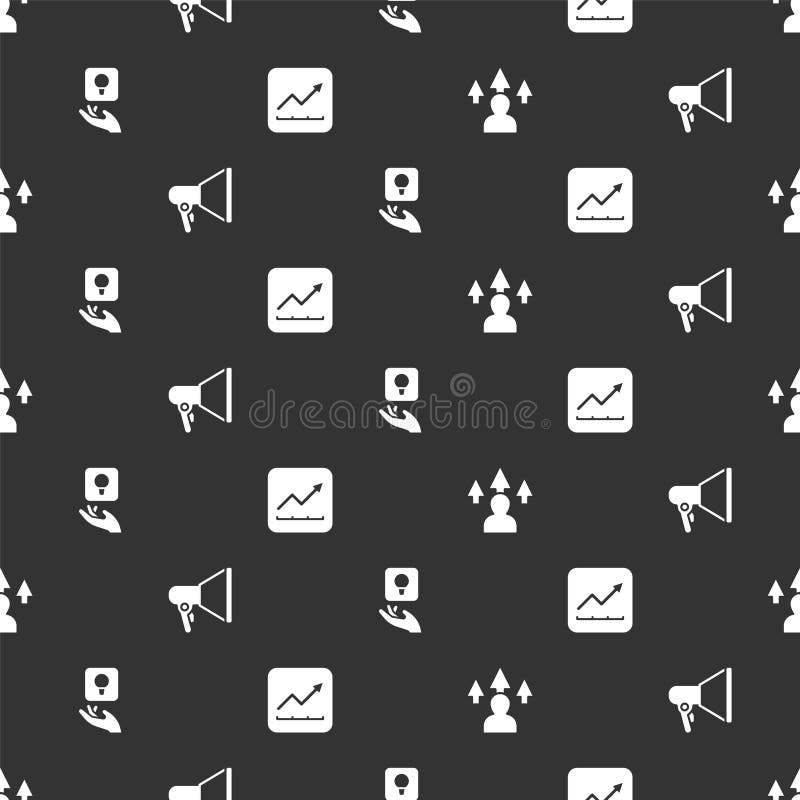 Set Front End Development, Megaphone, Light Bulb and Financial Growth Increase on Seamless ...