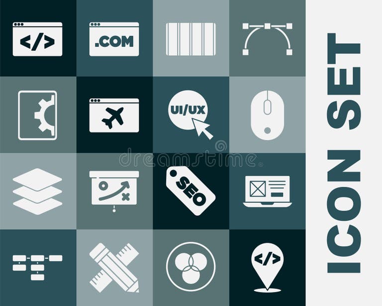 Set Front End Development, UI or UX Design, Computer Mouse, Color Palette Guide, Website ...