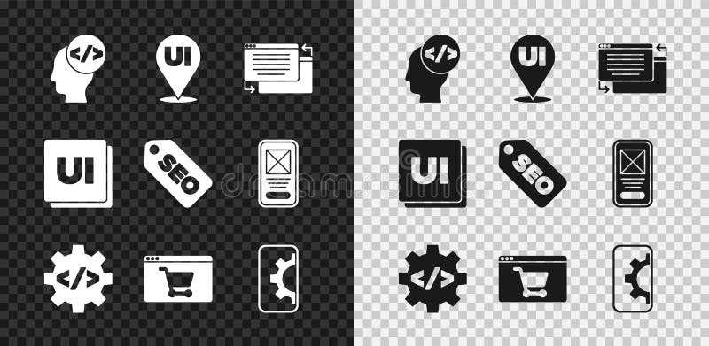 Set UI or UX Design, Online Shopping on Screen, Site Map and Website Template. Business ...