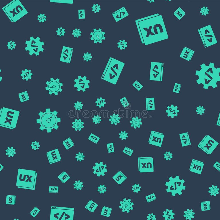 Set Front End Development, UI or UX Design, Website Statistic and on Seamless Pattern. Vector ...