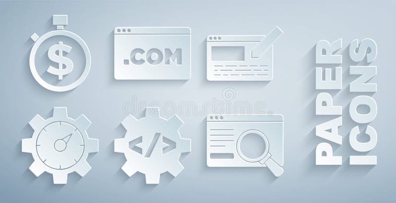 Set Front End Development, UI or UX Design, Website Statistic, and Time Money Icon. Vector Stock ...