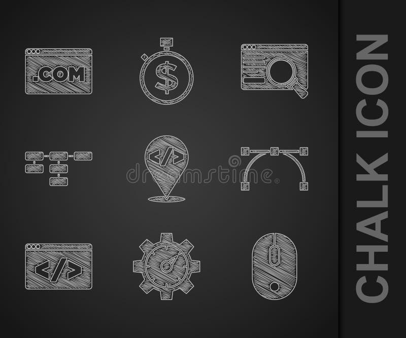 Set Front End Development Website Statistic Computer Mouse Bezier Curve Site Map Ui Or Ux